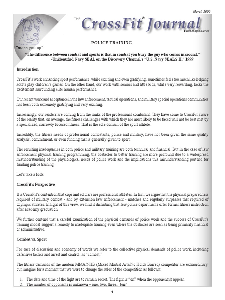 Crossfit Journal: Police Training | PDF | Physical Fitness | Mixed ...