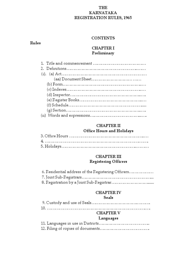 The Karnataka Registration Manual | PDF | Government