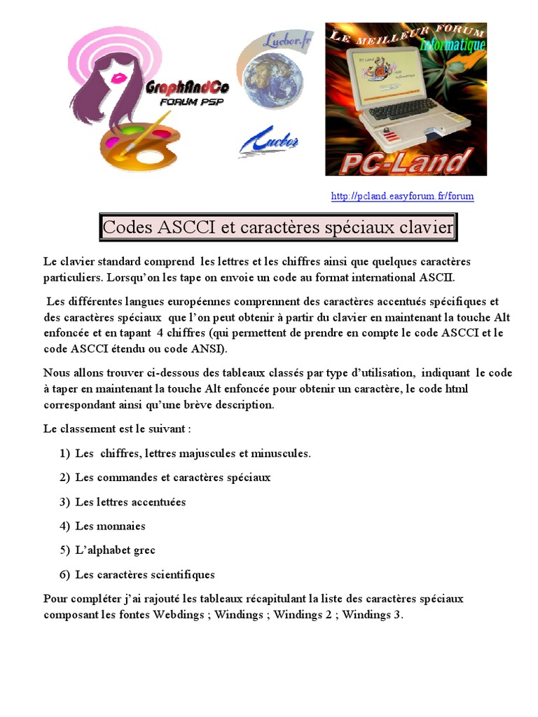 Caracteres ASCII Clavier | PDF