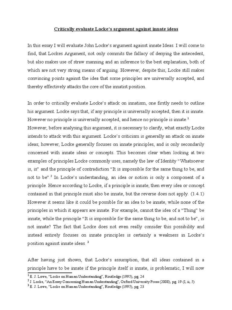 Locke Essay | PDF | John Locke | Argument