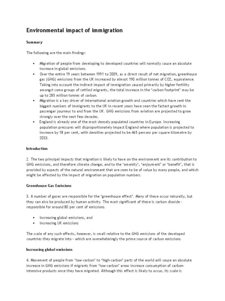 Environmental Impact of Immigration | PDF | Greenhouse Gas | Human ...