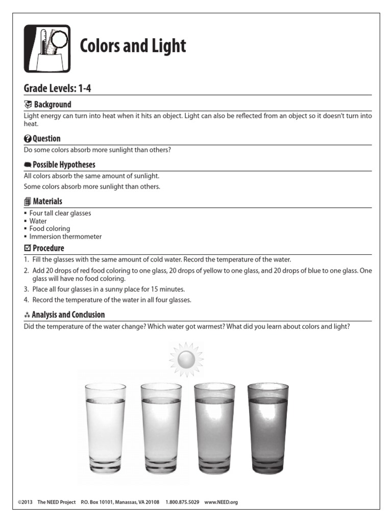 Colors and Light: Grade Levels: 1-4 | PDF | Home & Garden | Self ...