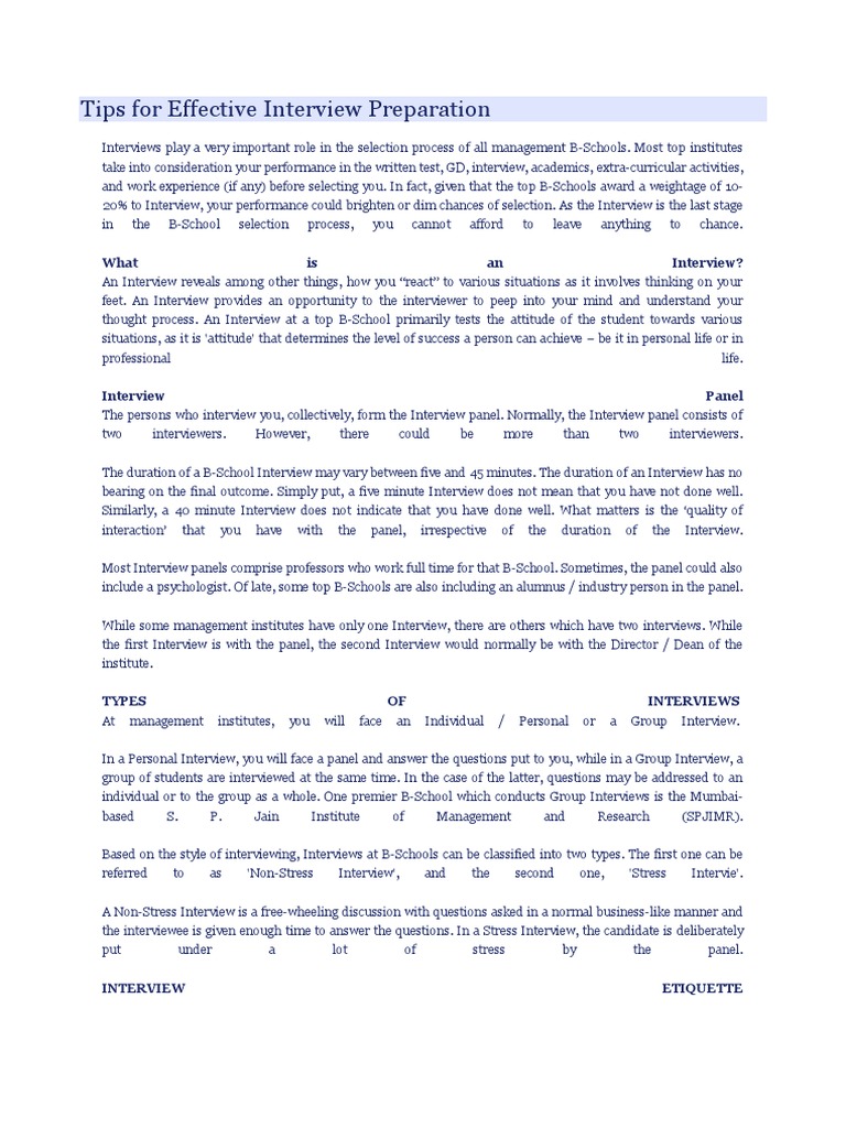 Tips For Effective Interview Preparation | PDF | Interview | Body Language