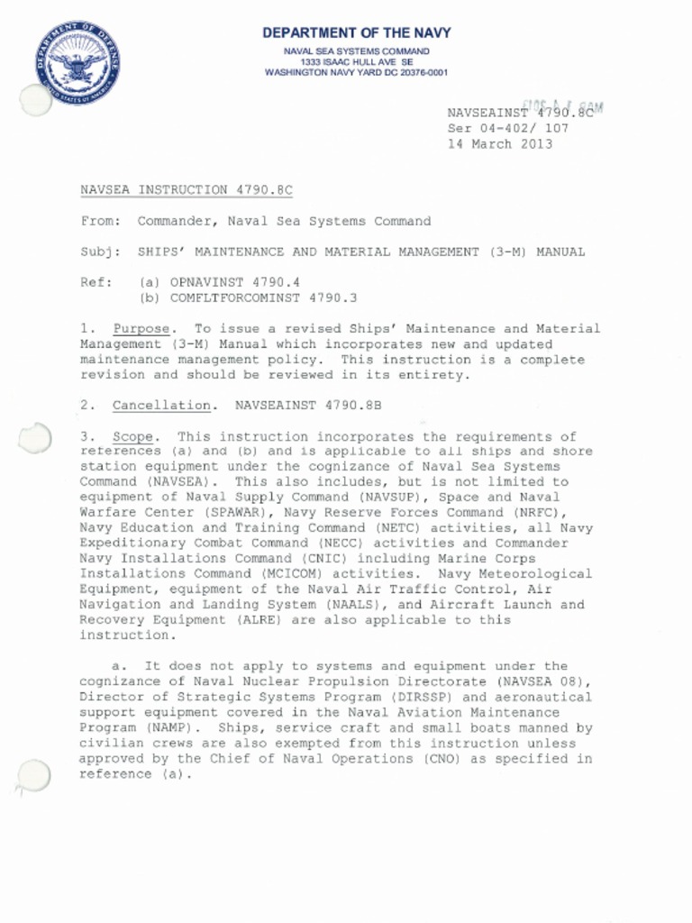 Ship's 3 M Manual NAVSEA | PDF | Executive Officer | United States Navy