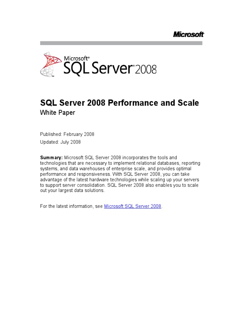 SQ L 2008 Perf and Scale | PDF | Microsoft Sql Server | Scalability