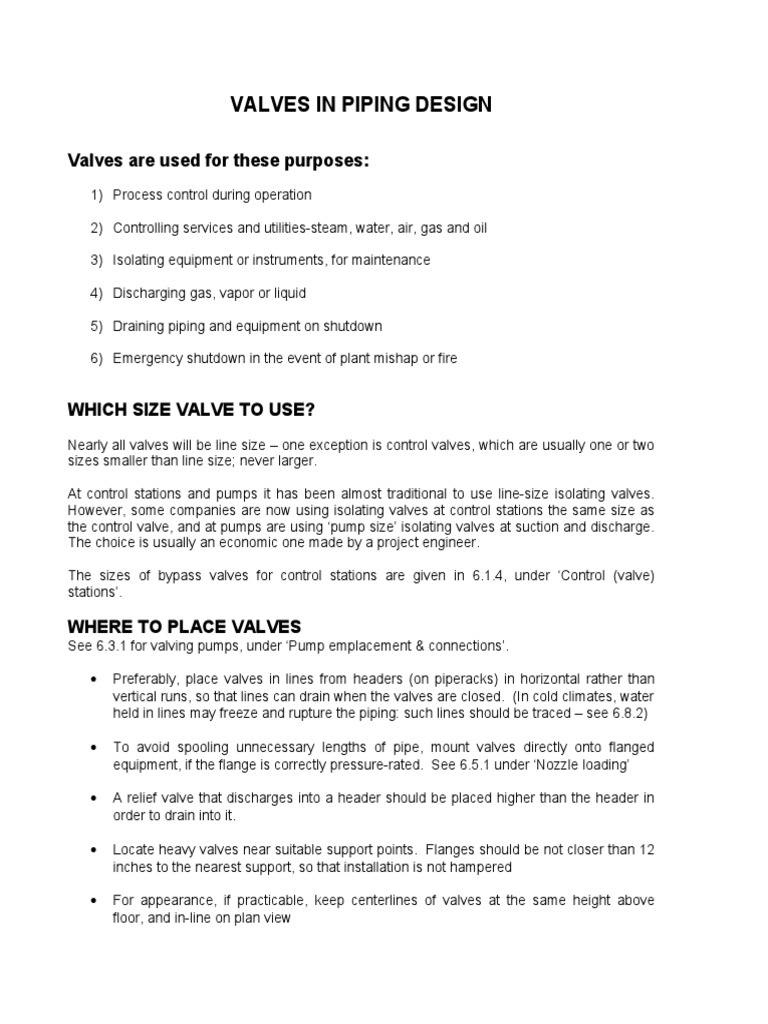Valves in Piping Design | Download Free PDF | Valve | Pump