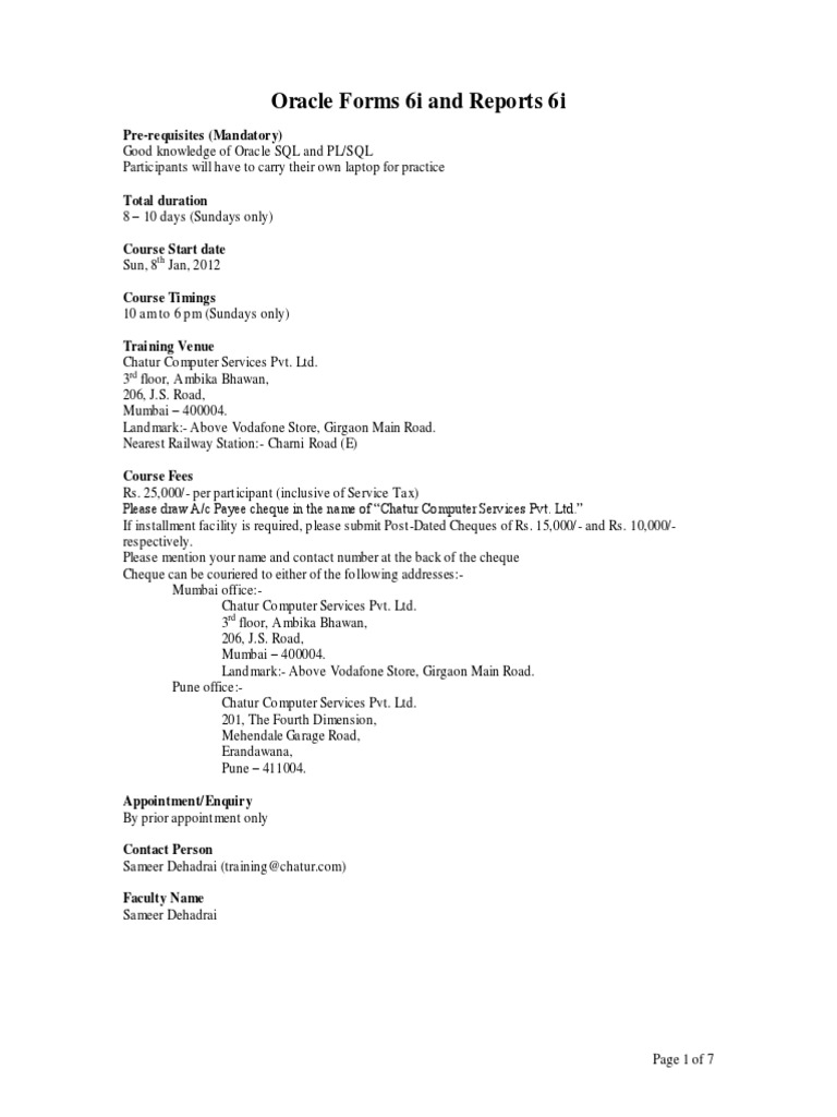 Oracle Forms 6i and Reports 6i Training - 080112 | Parameter (Computer Programming) | Pl/Sql