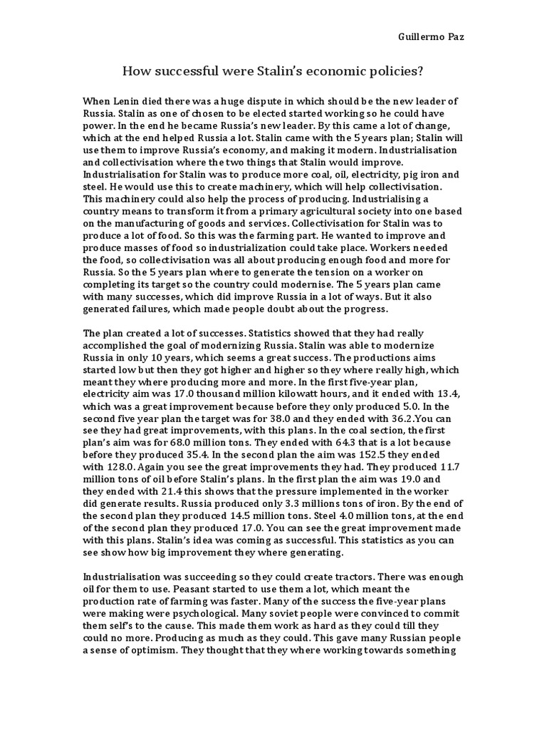 How Successful Were Stalin's Economic Policies | Download Free PDF ...