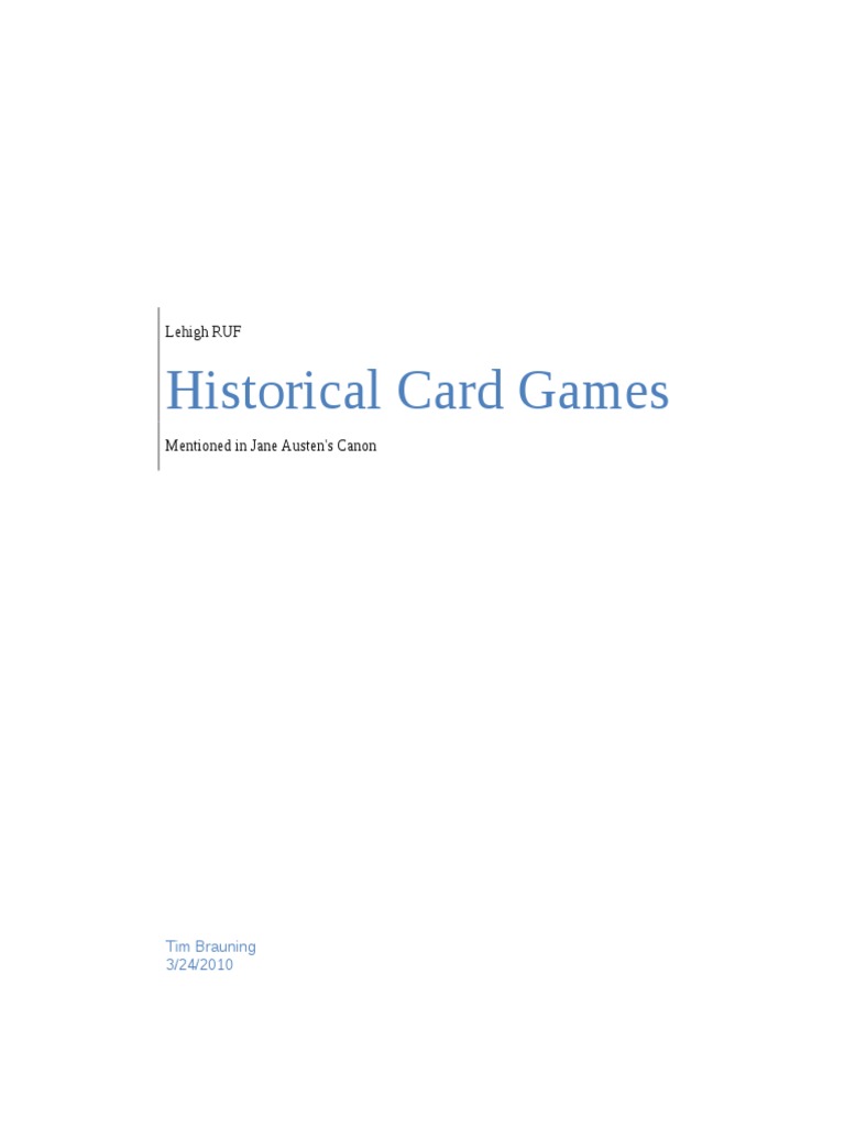 Historical Card Games | PDF | Trick Taking Card Games | Games Of Mental ...