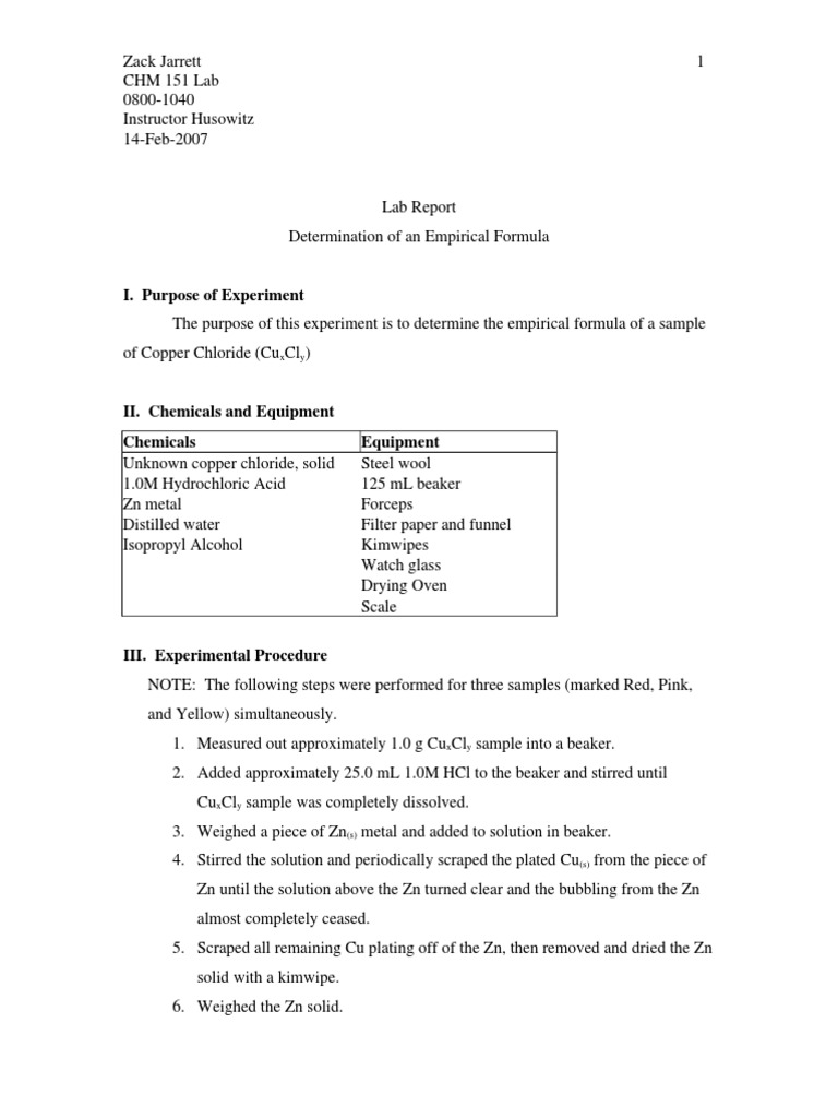 Lab 2 Report (Empirical Formula) | PDF