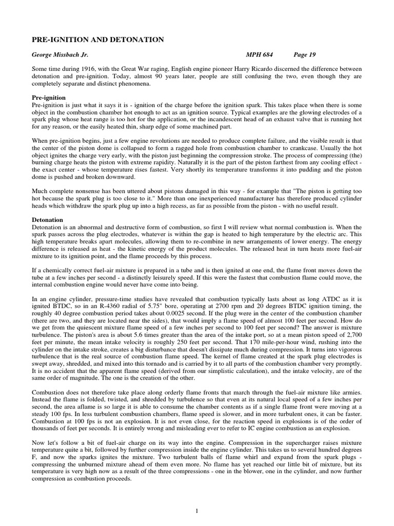 Pre-Ignition and Detonation | PDF | Internal Combustion Engine | Combustion