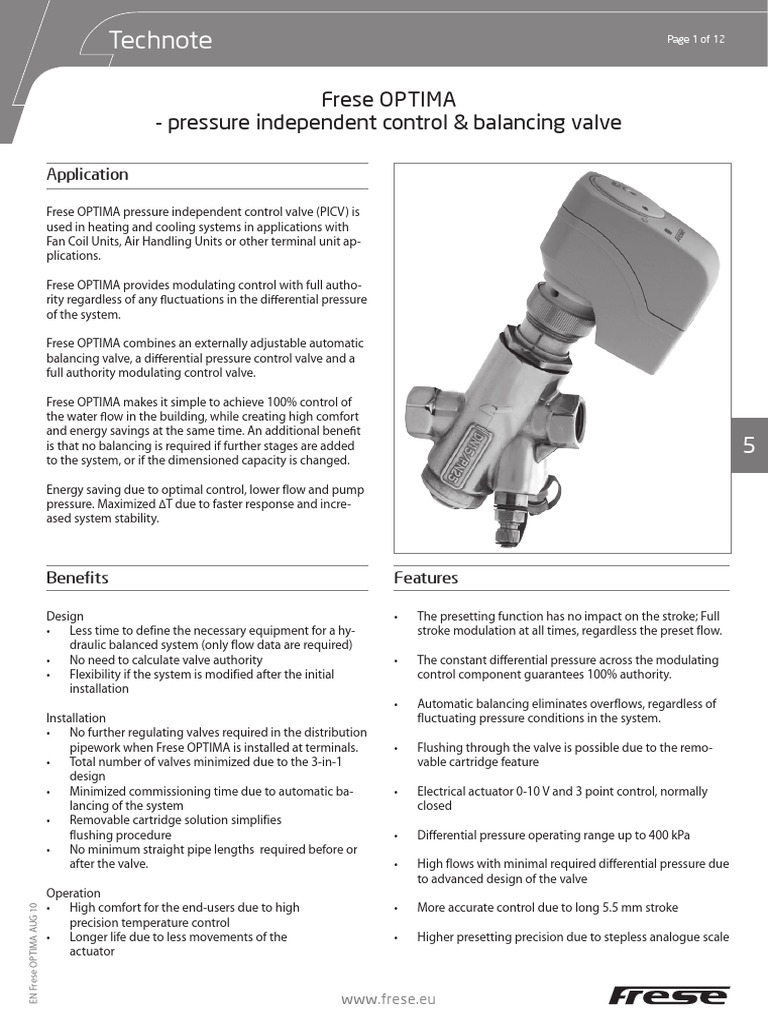 05-1 en Frese Optima Aug 10 | PDF | Valve | Actuator