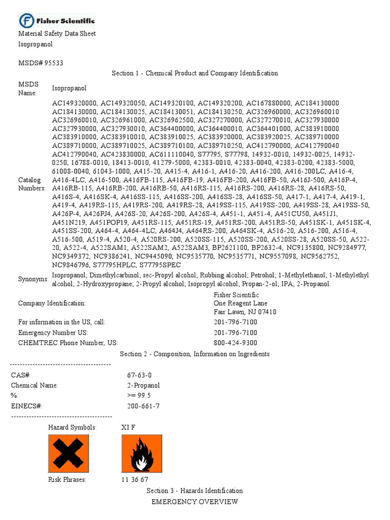 2 Propanol Optima | PDF | Dangerous Goods | Hazardous Waste