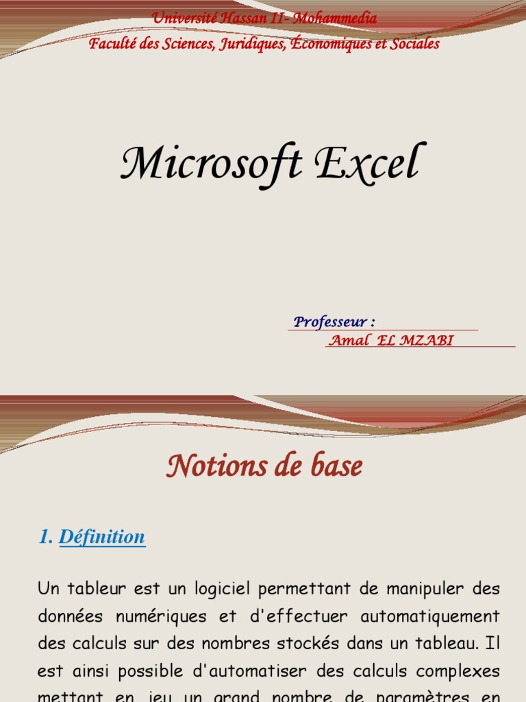Cours Excel | PDF | Microsoft Excel | Feuille de calcul