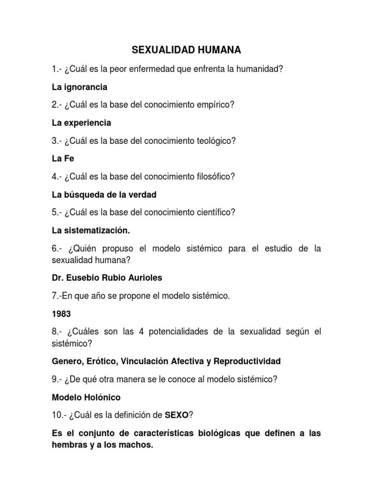 Cuestionario+Sexualidad+Humana | Hormona luteinizante | La sexualidad humana