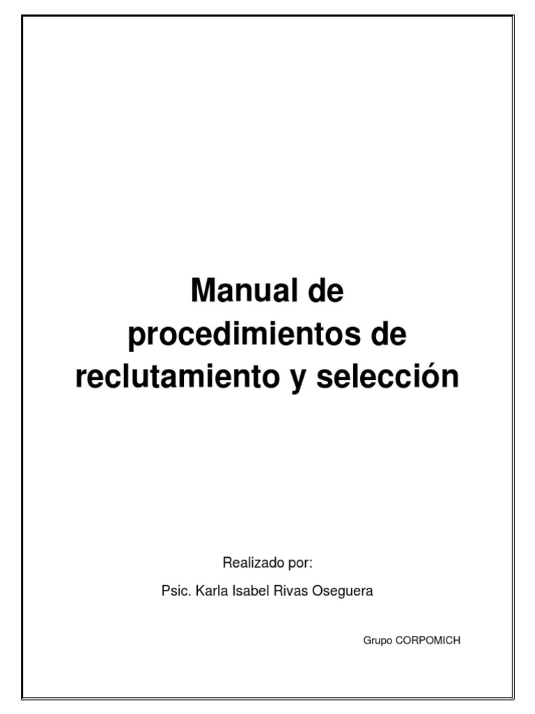 Manual de Procedimientos de Reclutamiento y Selección CORPOMICH | PDF | Reclutamiento | Recursos ...