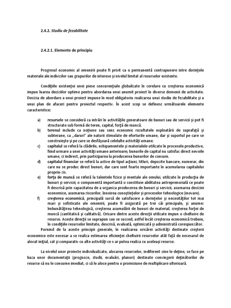 Teorie - Studiu de Fezabilitate | PDF