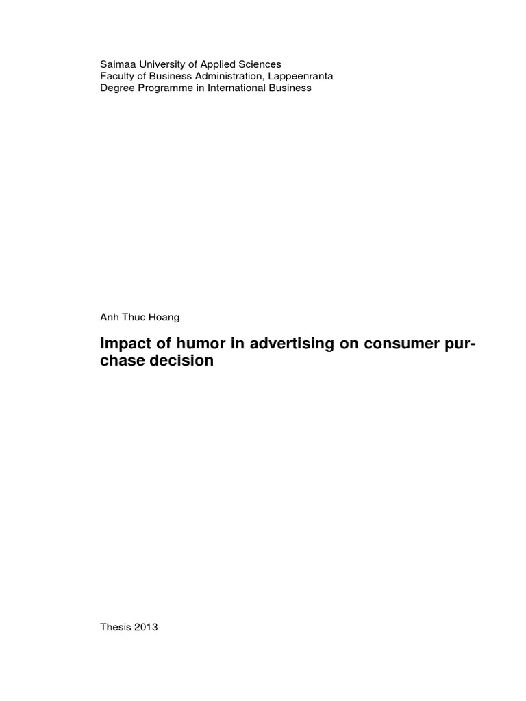 Thesis - Humor in Advertising | PDF | Humour | Behavior