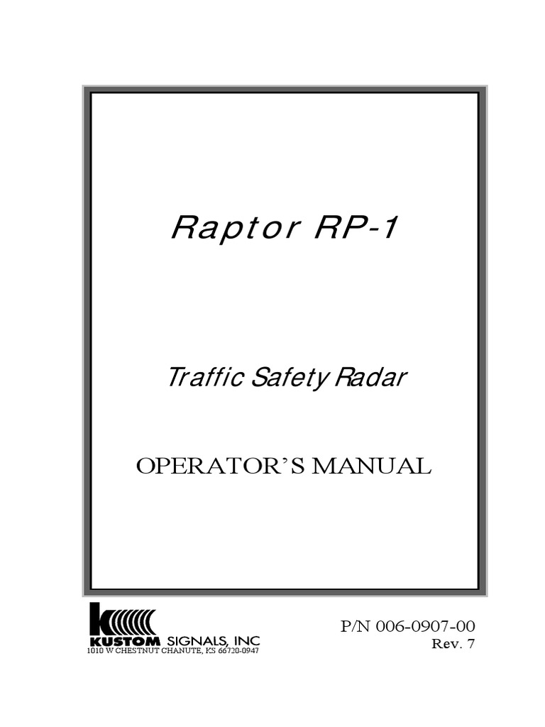 Raptor RP1 Traffic Safety Radar | PDF | Electrical Connector | Microwave