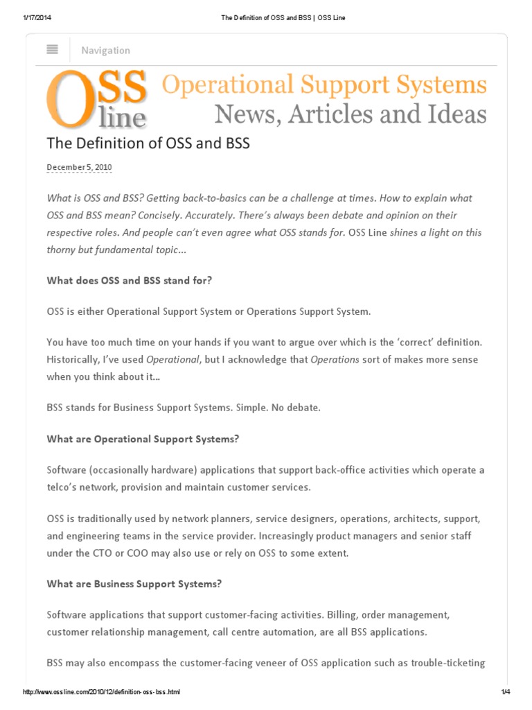 The Definition of OSS and BSS - OSS Line | PDF | Service Level ...