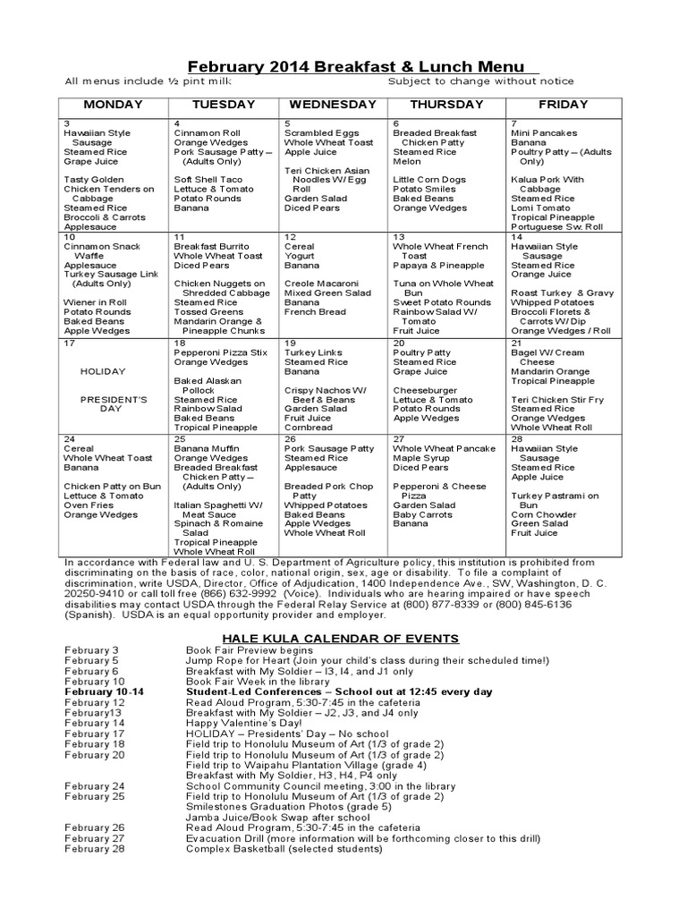February Breakfast & Lunch Menu | PDF | Cuisine | Western Cuisine