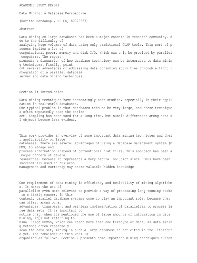 Data Mining Report | PDF | Data Mining | Databases