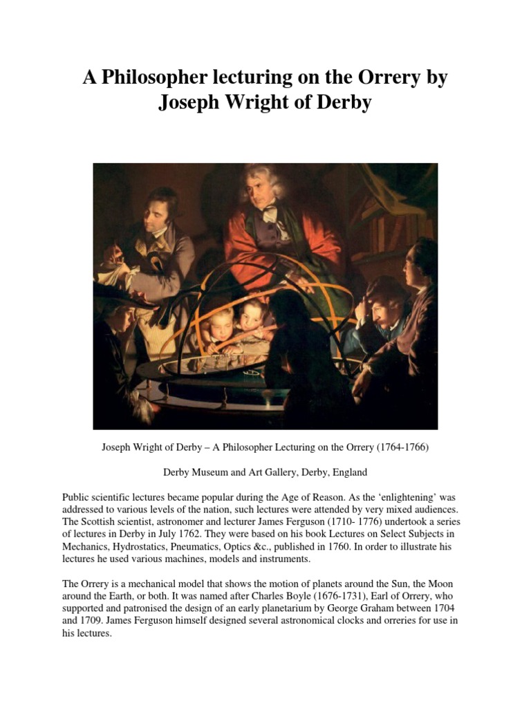 Art - A Philosopher Lecturing On The Orrery by Joseph Wright | PDF ...