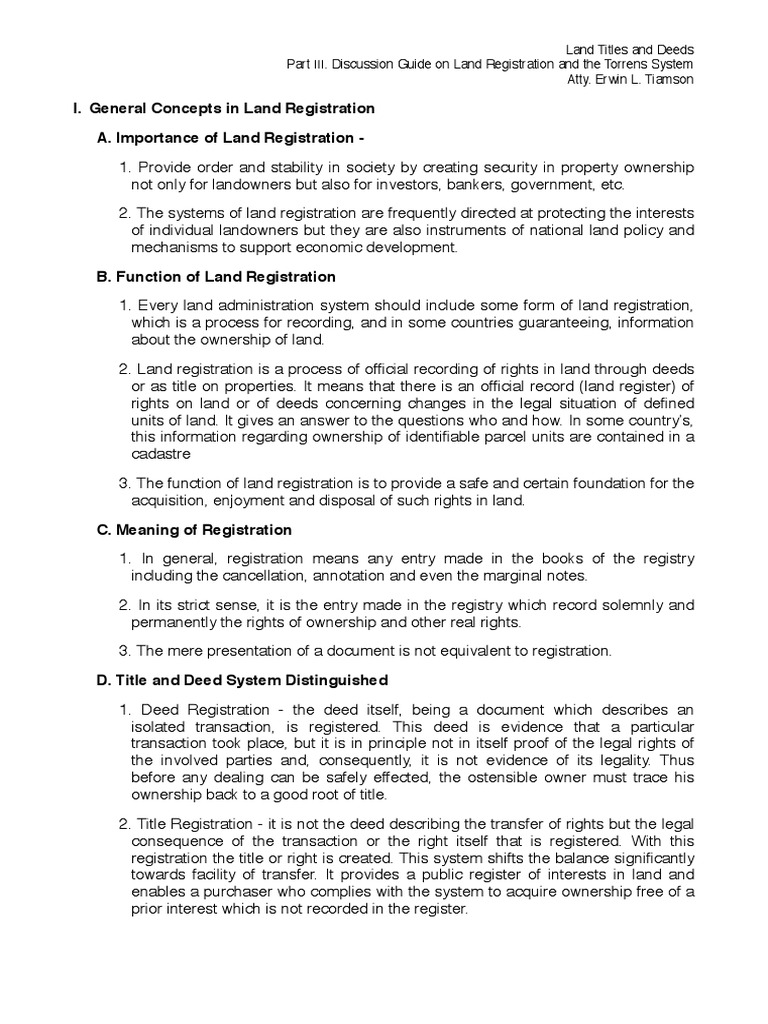 Land Registration | PDF | Deed | Title (Property)