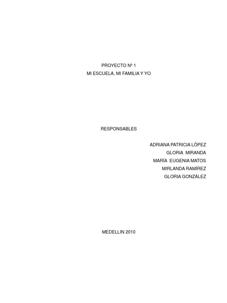 Proyecto Mi Escuela Mi Familia y Yo | PDF | Jardín de infancia ...