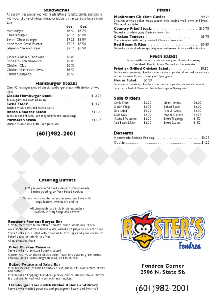 Roosters Menu | PDF