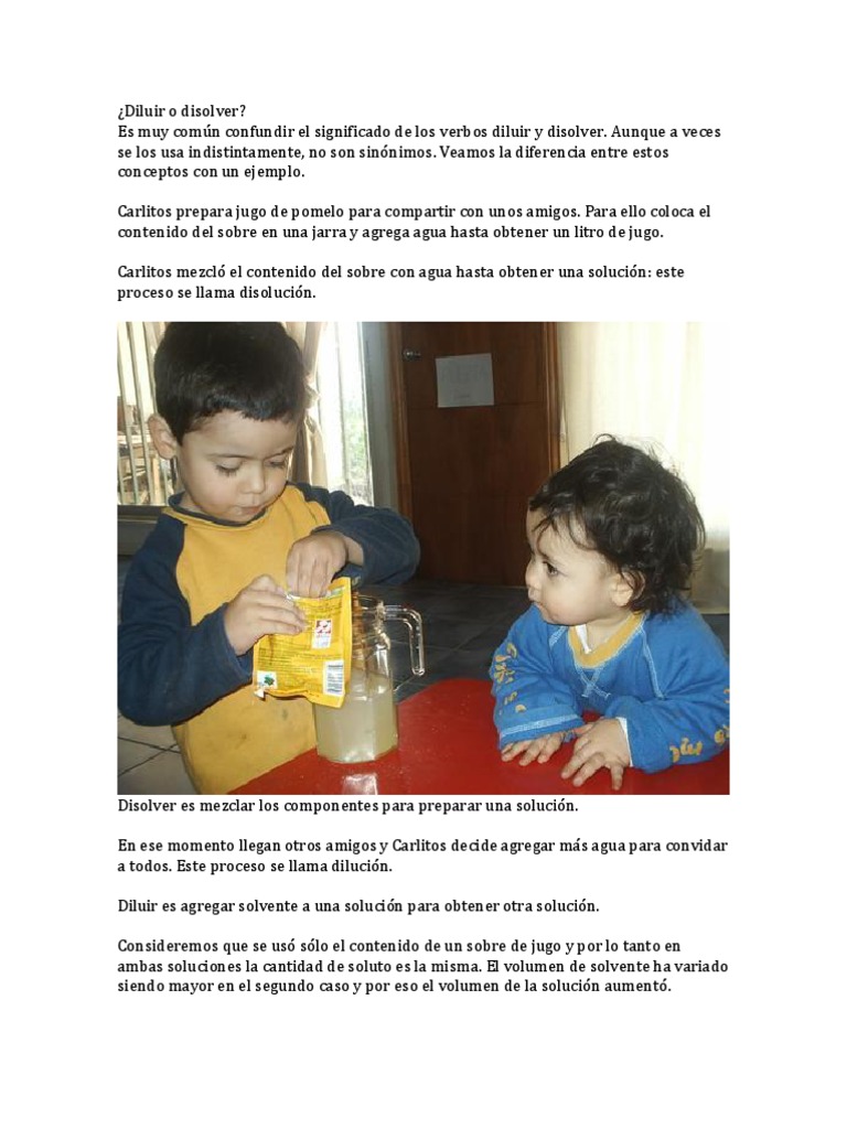 Diluir o Disolver | PDF | Sustancias químicas | Química
