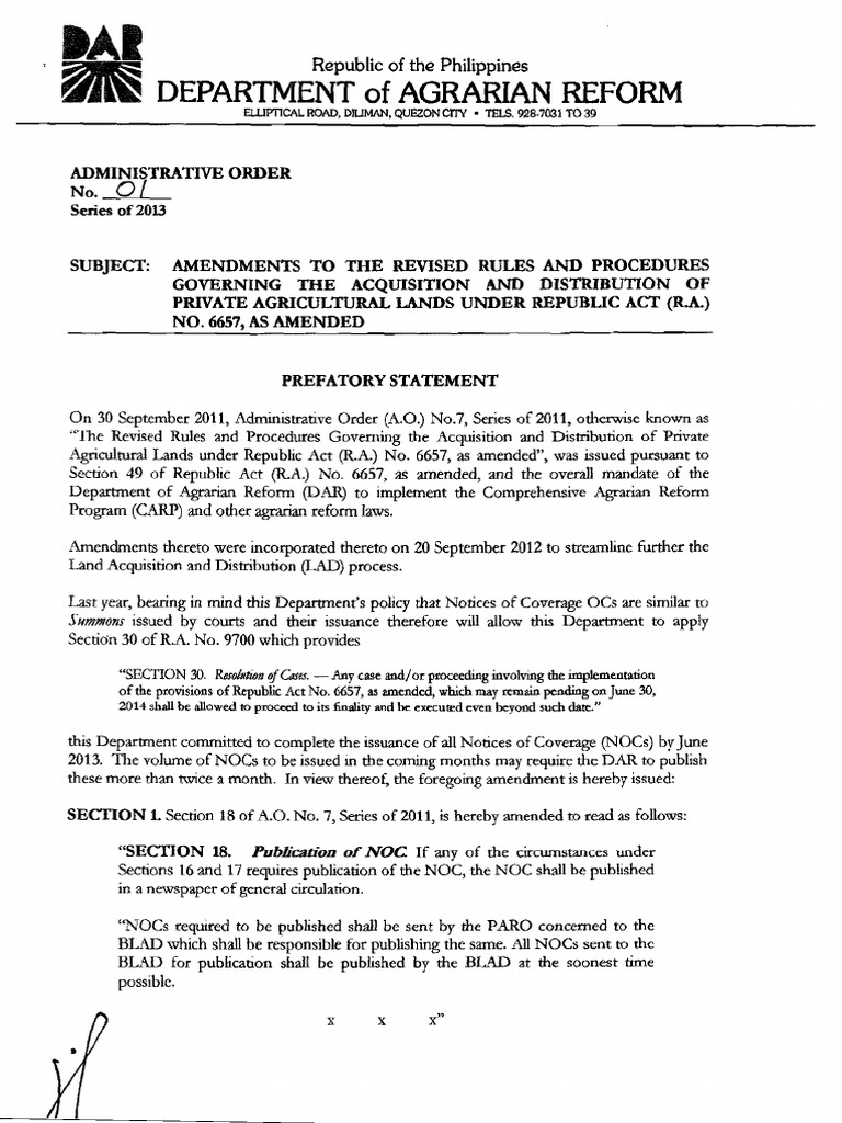 AO No 01 s'13 Amendment To The Revised Rules and Procedures Governing ...