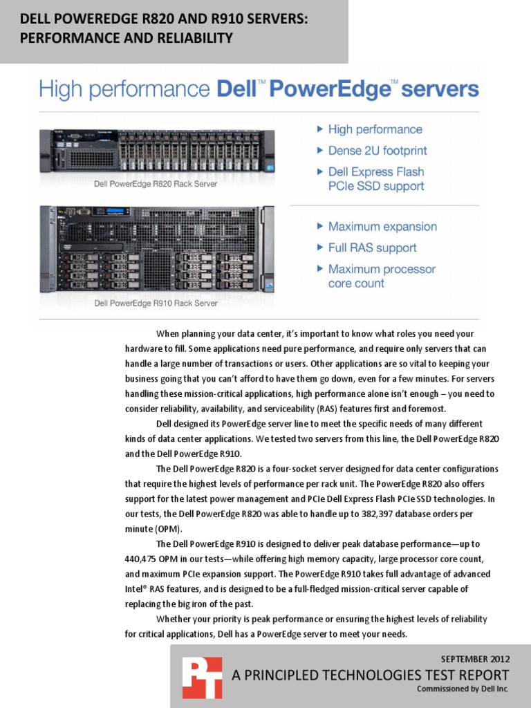 Dell PowerEdge R820 and R910 Servers: Performance and Reliability | PDF ...
