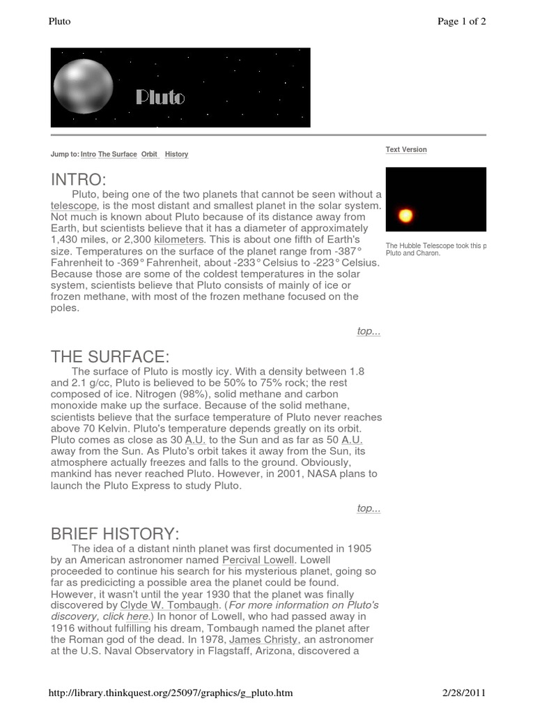 Intro:: Page 1 of 2 Pluto | PDF | Pluto | Planets