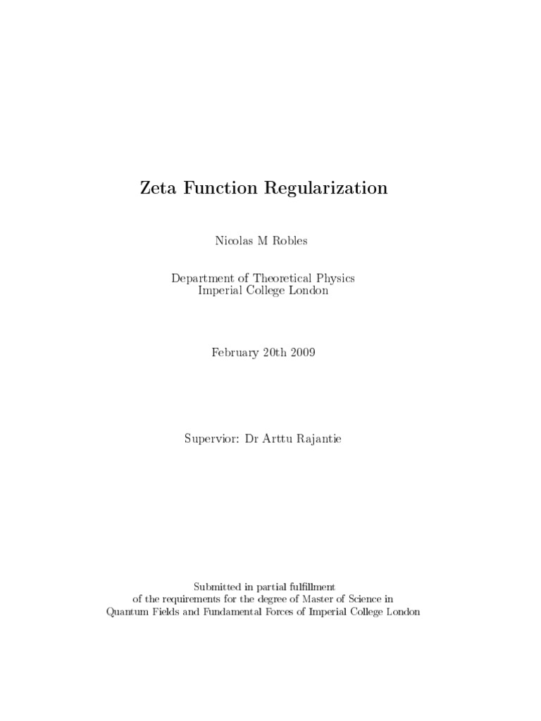 Zeta Function Regularization Pdf Quantum Field Theory Boson