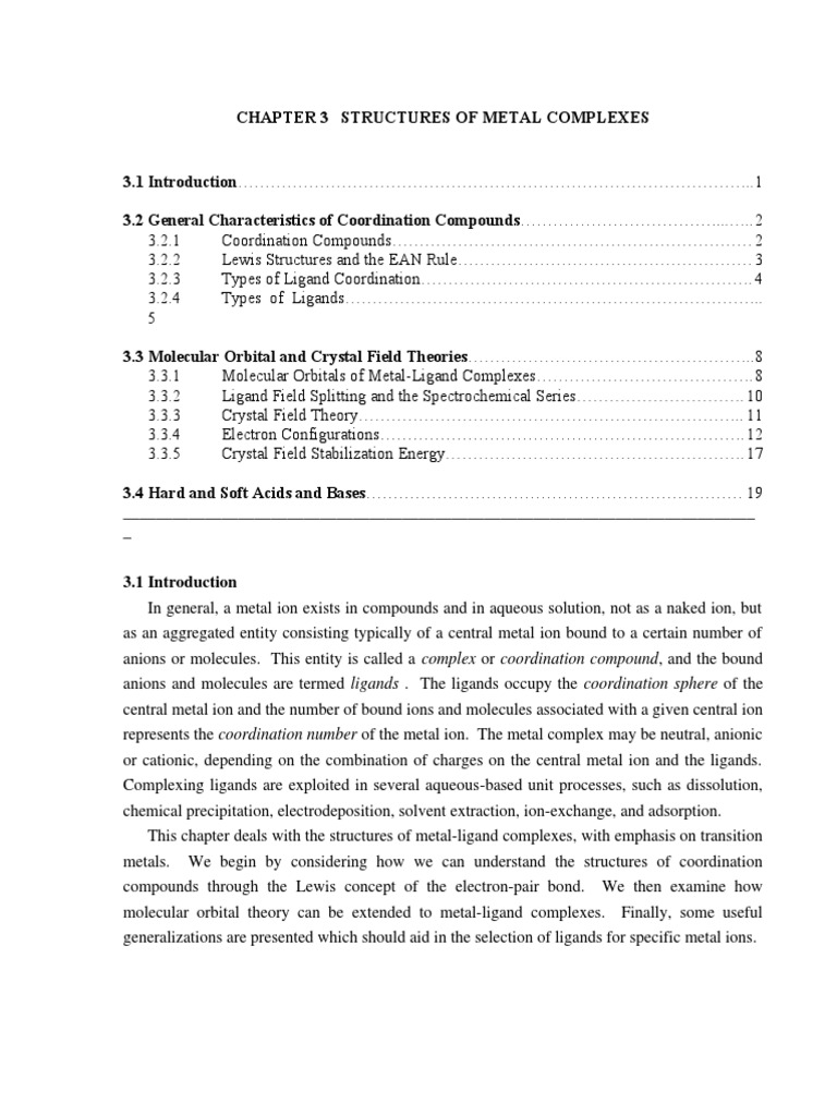 Chapter 3 Structures of Metal Complexes | PDF | Science & Mathematics ...