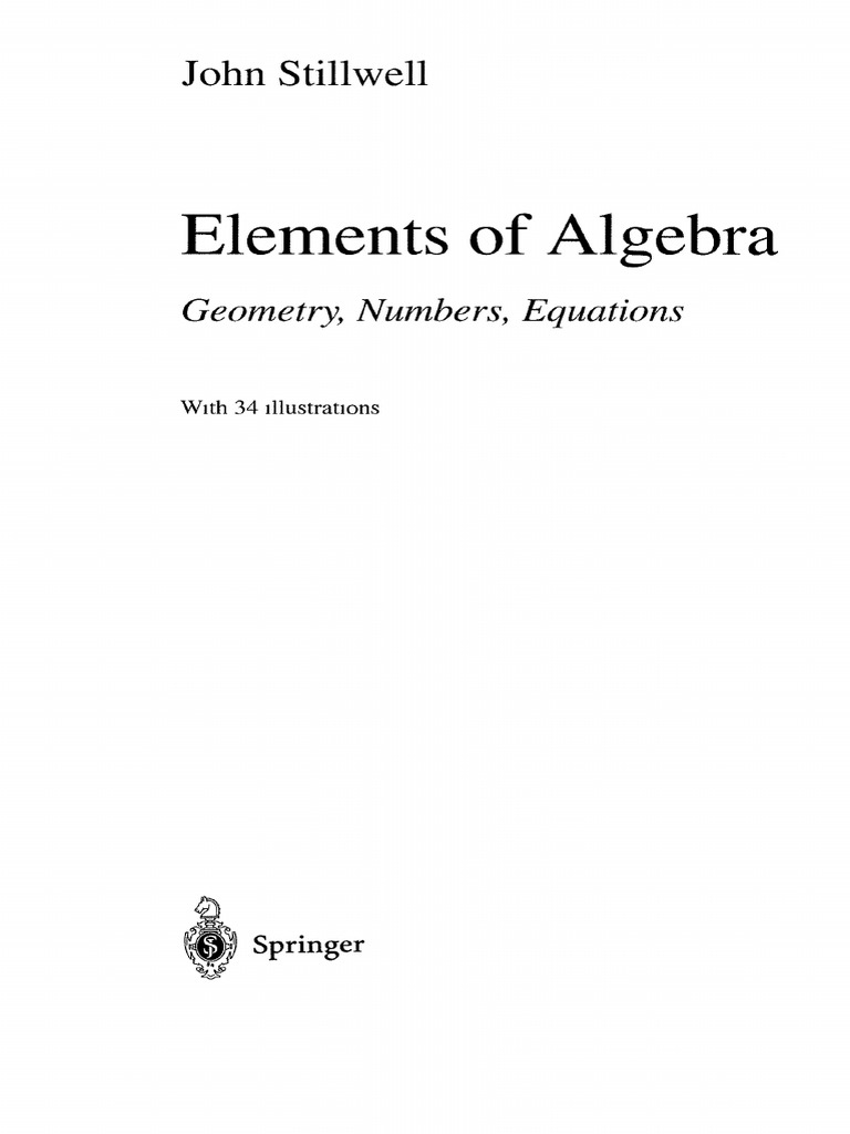 Math Elements of Algebra-Stillwell | PDF