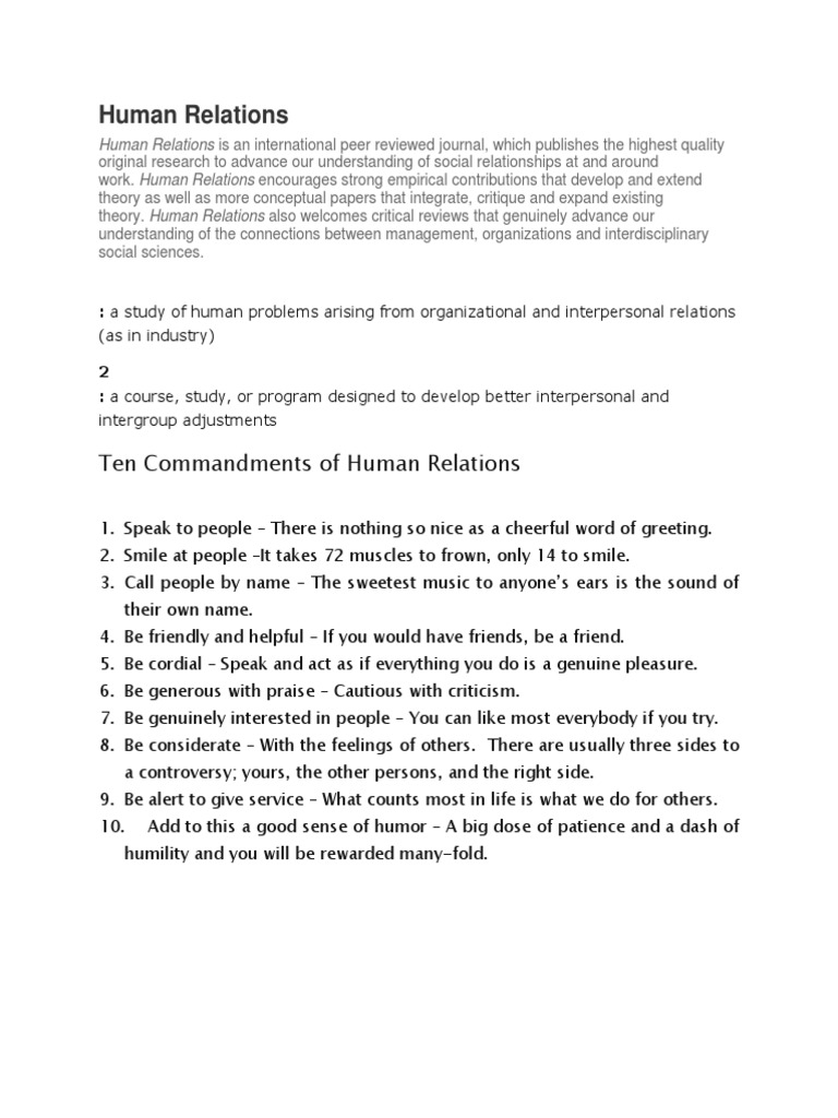 Human Relations | PDF | Interpersonal Relationships | Action (Philosophy)