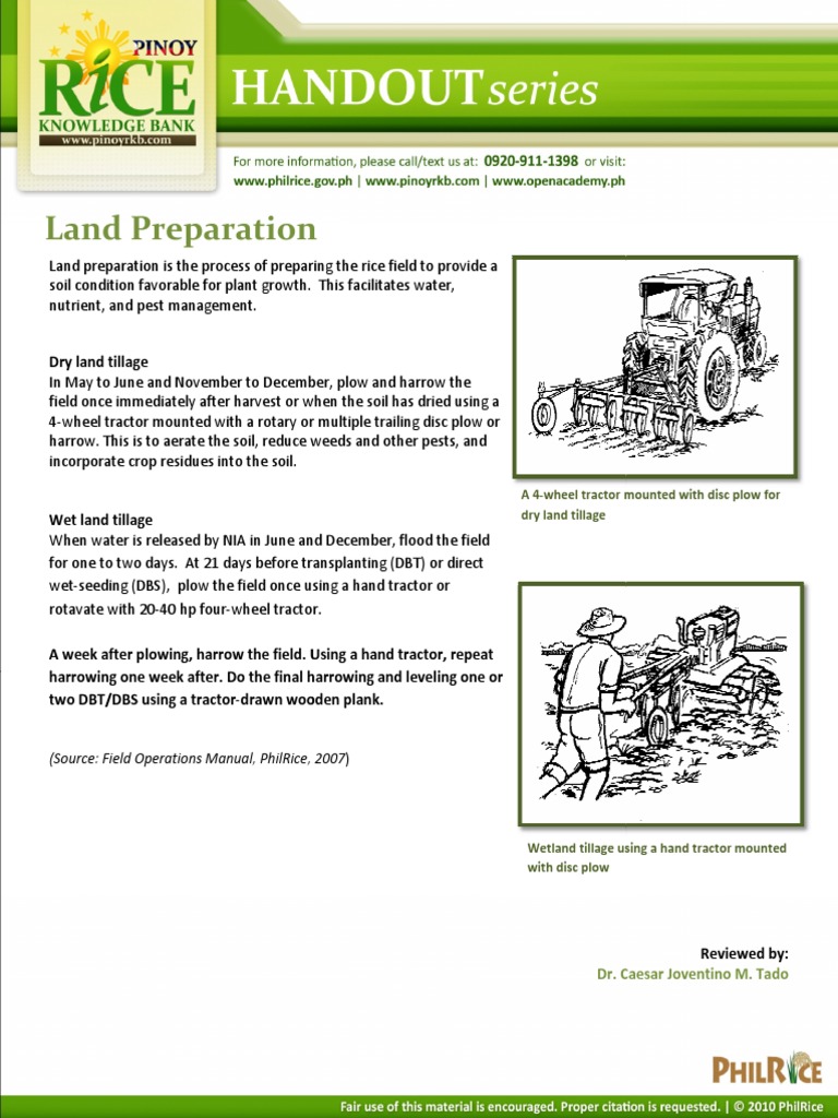 Rice Field Land Preparation Guide | PDF