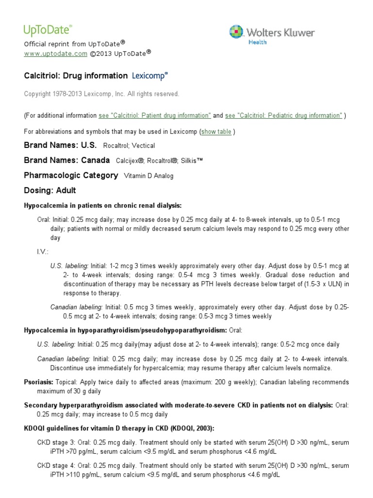 Calcitriol_ Drug Information | Chronic Kidney Disease | Vitamin D