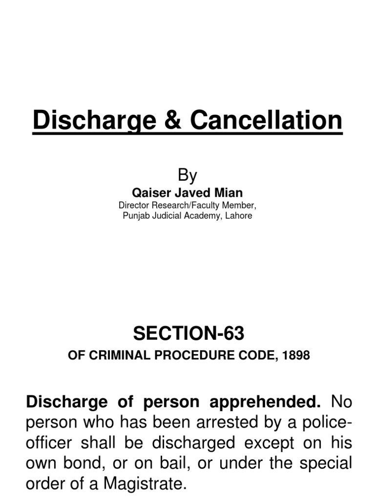 Discharge and Cancellation | PDF | Criminal Procedure In South Africa ...