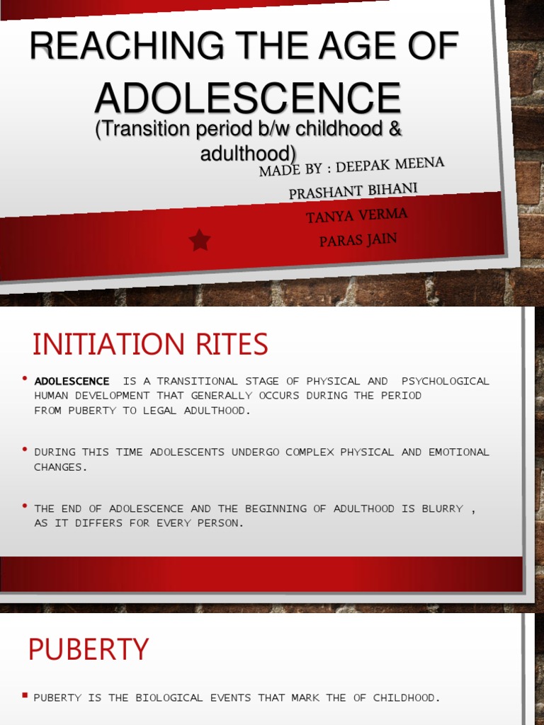 Adolescence Reaching The Age Of Pdf