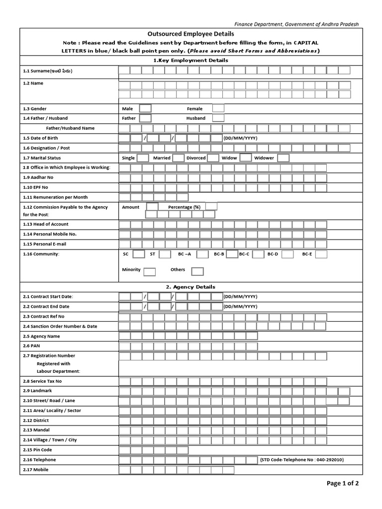 Outsourced Employee Application Form | PDF