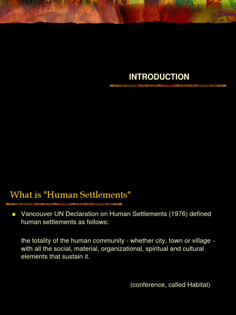 Introduction To Human Settlement Planning | Download Free PDF ...