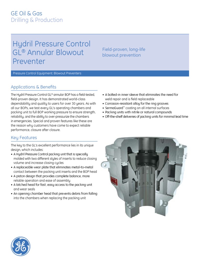 Hydril Pressure Control GL Annular Blowout Preventer: Drilling ...