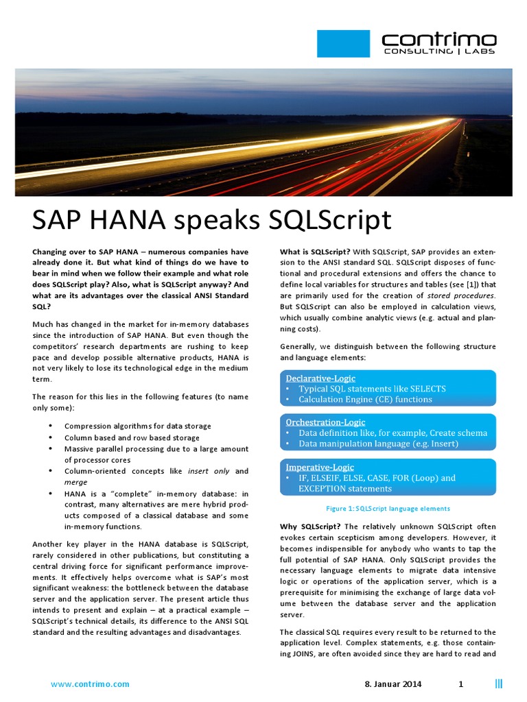 Sap Hana Speaks Sqlscript en 2014-01-08 | PDF | Concurrent Computing | Digital Technology