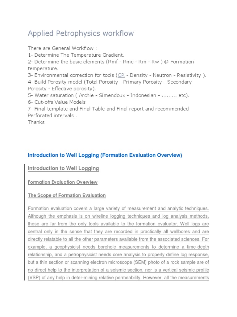 Applied Petrophysics Workflow | PDF | Petroleum Reservoir | Geology