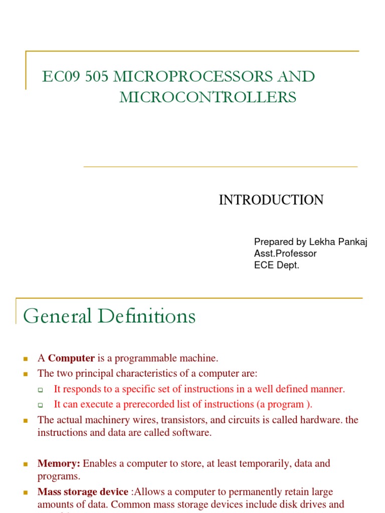 An Introduction To Microprocessors Microcontrollers And The Fundamental Concepts Of Computer