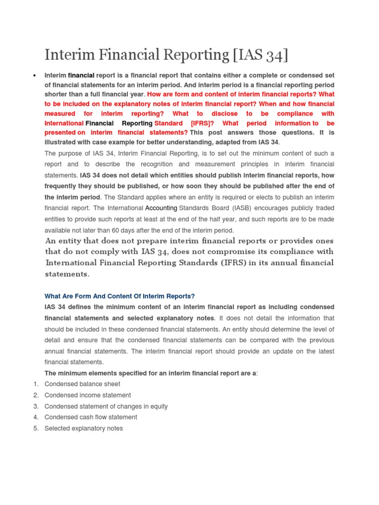 IAS 34: Interim Financial Reporting Guide | PDF | International ...