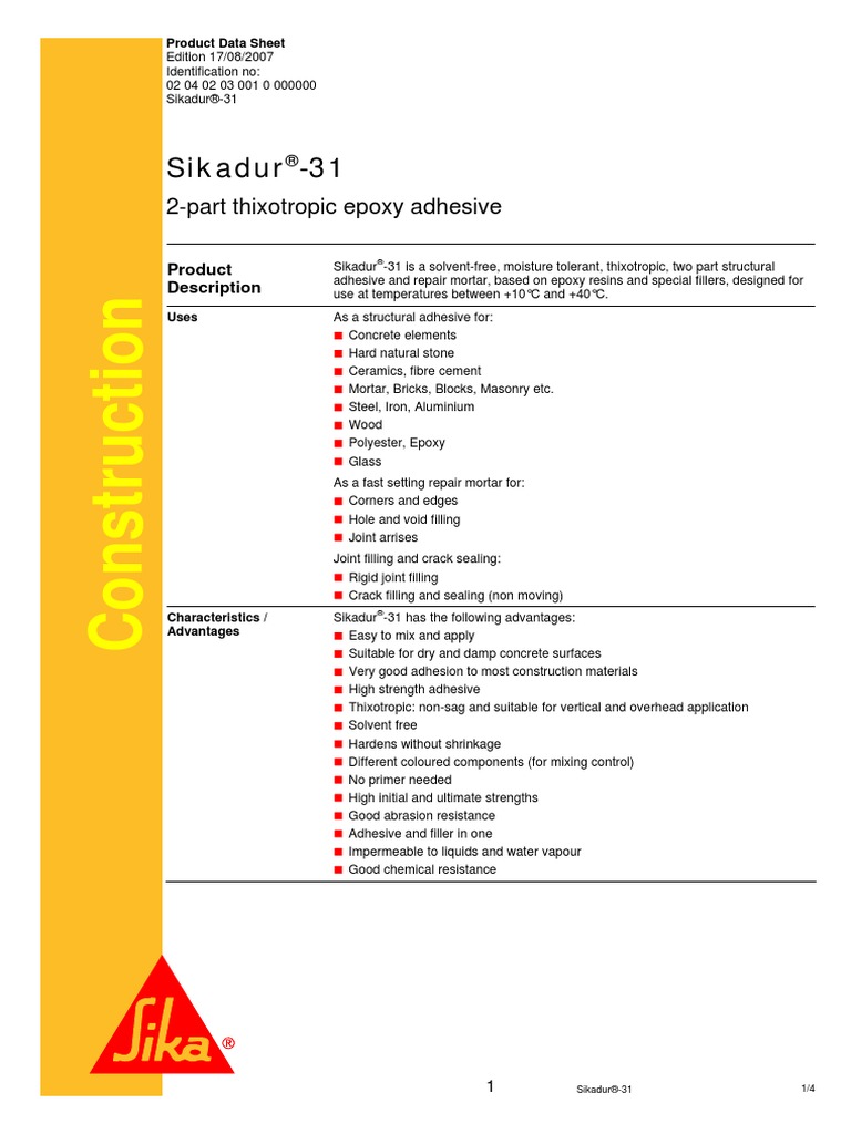Sikadur 31 | PDF | Epoxy | Adhesive